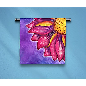 Pink Flower Print Hand Towel - Kitchen Towel - Bathroom Hand Towel - Cotton Terry Cloth - 15"x25"