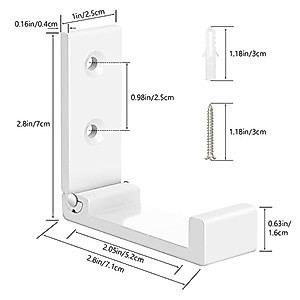 Folding Coat Hooks, 5pcs White Wall Hooks Heavy Duty for Hanging Coat Towel Backpack, Foldable Adhesive Hooks, Headphone Jacket Holder, Aluminum Alloy No Rust Hooks with Screws for Purse Hat Bag Keys