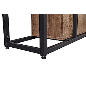SAtcop Sleek Black Bookshelf Featuring MDF Screen Design and Steel Handles, Size: 35.43''x69.88'' for Home & Office