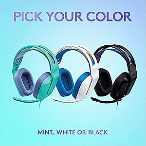 Logitech G335 Wired Gaming Headset, with Flip to Mute Microphone, 3.5mm Audio Jack, Memory Foam Earpads, Lightweight, Compatible with PC, PlayStation, Xbox, Nintendo Switch - Mint