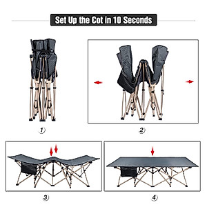 REDCAMP Oversized Folding Camping Cots for Adults 500lbs, Double Layer Oxford Strong Heavy Duty Extra Wide & Large Sleeping Cots，Dark Grey 2-Pack