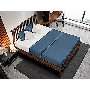 Acacia Kaylin Wooden Bed Frame with Headboard, Solid Wood Platform Bed with Wood Slat Support, No Box Spring Needed, Queen (U.S. Standard), Chocolate, 14 Inch, V1