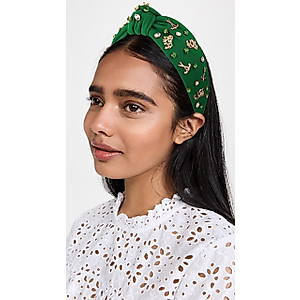 Golf Knotted Headband for Women Sports White Pearl Rhinestone Jeweled Wide Knot Headband Fun Golf Charms Twist Headpiece Game Day Hair Accessories Gift (green golf headband)