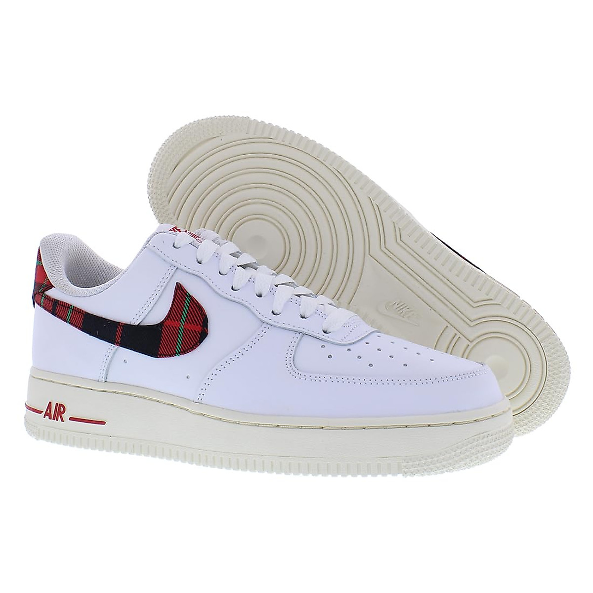 Nike Mens Air Force 1 Lv8 Basketball Shoes (8.5), White/University Red-stadium Green