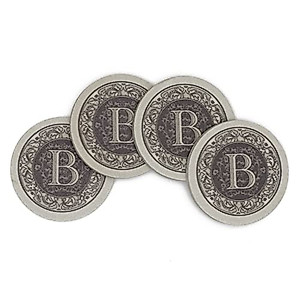 Thirstystone Monogram Letter B Absorbent Sandstone Coaster 4-Pack Made in The USA Decorative, Absorbent, Easily Wipes Clean