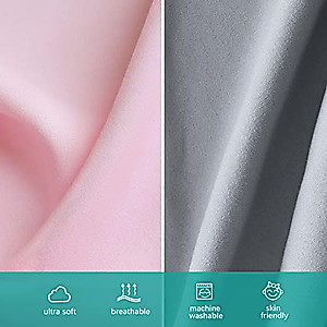 Biloban Crib Sheets Girl 2 Pack, Fitted Crib Sheet for Standard Crib Mattress, Cozy Toddler Crib Sheets Girls, Microfiber, Grey and Pink