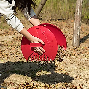 Gardenised Decorative Pair of Leaf Scoops, Hand Rakes for Lawn and Garden Cleanup, Red