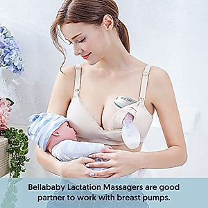Bellababy Heat+ Vibration Lactation Massager (2 Packs),Relieve Ducts Clog,Mastitis,Engorgement and Pain,Increase Milk Flow,6 Modes of Vibration,3 Levles of Heat.