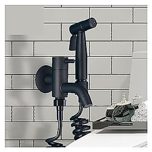 Matte Black Bathroom Bidet Faucet Wall Mount Lavatory Mop Cleaning Faucet Swivel Bath Spout Toilet Bidet Hot and Cold Mixing Faucet