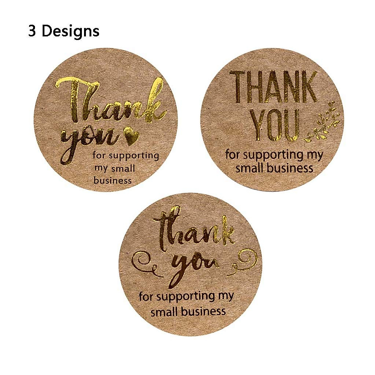 LIANXUE 500pcs/roll Thank You for Supporting My Small Business Kraft Stickers with Gold Foil Round Labels Handmade