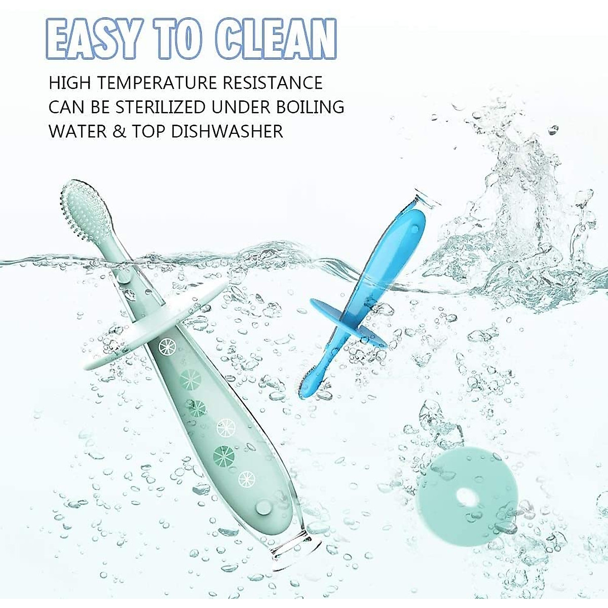 Lila Toddler Toothbrush, Training Baby Toothbrush Silicone 2 Pack, Infant Extra Soft/Tough Bristles, Anti-chocking/Anti-Fall Design, 100percent Food Grade Silicone, BPA/PVC, Unisex Count(Pack of 1)