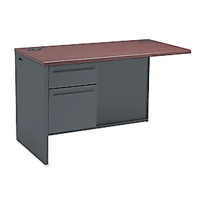 HON 38000 Series Flush Return, Left, 48W X 24D X 29.5H, Mahogany/Charcoal
