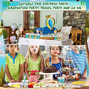 Sliner 60 Pcs Adventure Awaits Party Cups 12 oz Voyage Party Tableware Plastic Cups with Lids and Paper Straws for World Travel Themed Birthday Graduation Baby Shower Party Supplies 60 Guests