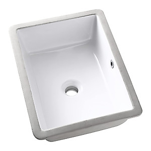 18 Inch Undermount Bathroom Sink Small Rectangle Undermount Sink White Ceramic Under Counter Bathroom Sink with Overflow (18.3"x13.8")