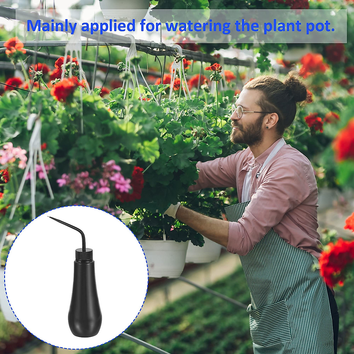 M METERXITY 2 Pack Squeeze Bottle - Plant Watering Wash Bottles Bent Tip Mouth Plastic, Apply to Indoor/Outdoor/Garden (250ml Black)