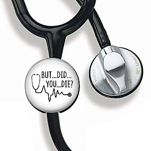 But did You die Stethoscope Tag Personalized,Nurse Doctor Stethoscope ID Tag Customized, Medical Stethoscope Name Tag with Writable Surface-Black