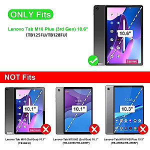 Vakarey for Lenovo Tab M10 Plus 3rd Gen Case TB125FU,for Lenovo Tab M10 Plus 3rd Gen 10.6 Inch Tablet Case,Black