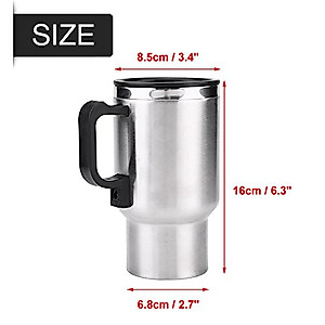 Electric Tea Kettle, Car Electric Kettle, 12V 450ml Stainless Steel Electric In-car Travel Heating Cup, Auto Shut Off Travel Kettle Car Water Heater for Hot Water Tea Coffee Making