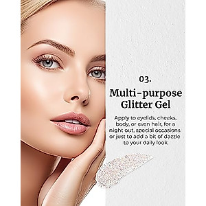 GLINT Glitter Gel, Frozen Opal (3.8g/0.13 oz) by LG Beauty - Multi-Use Body Makeup for Eyes, Cheeks, Body, and Hair. Rich Pigment, Long-Lasting Sparkle/Glitter for Party, Festival