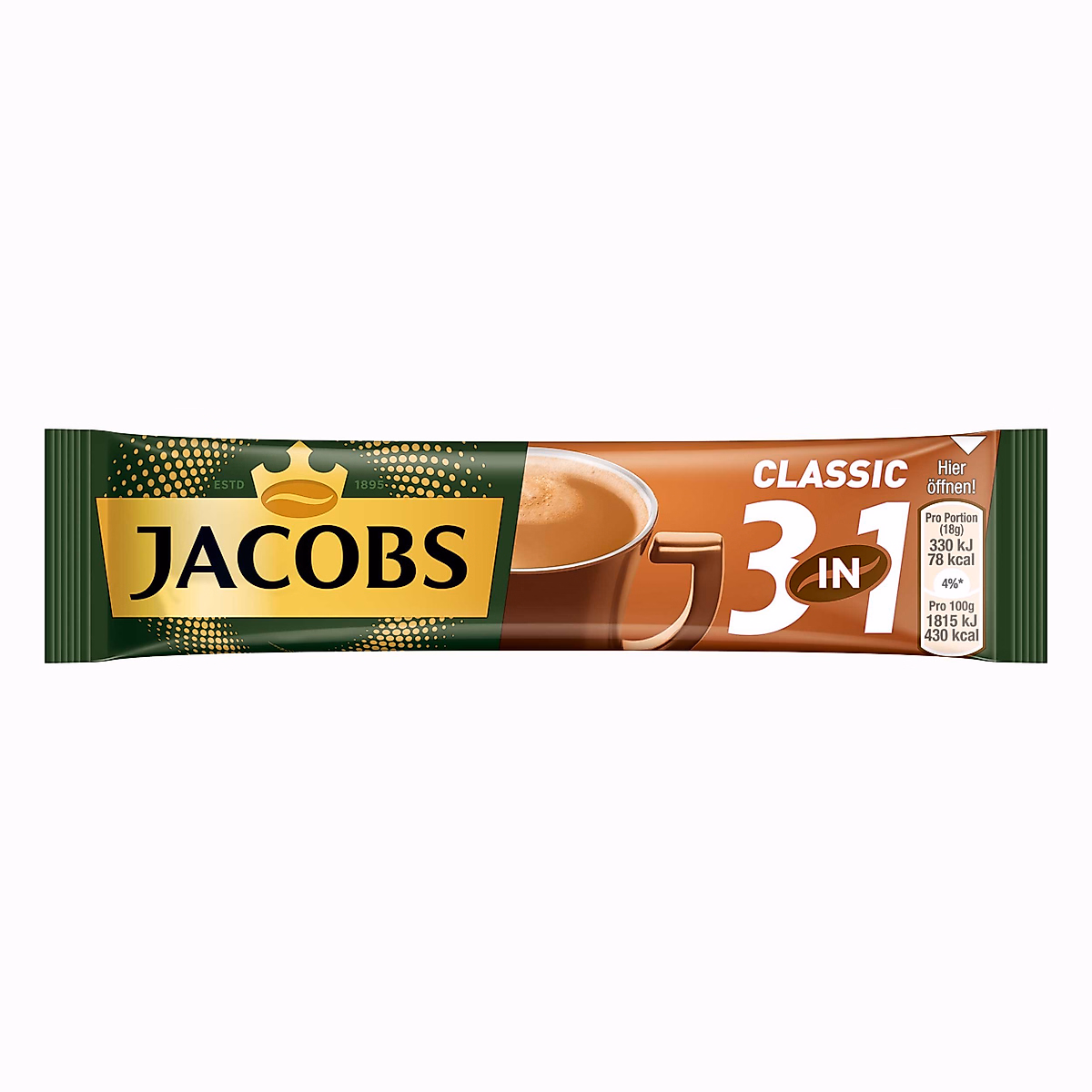 Jacobs 3in1 Classic Instant Coffee Sticks, 10 Single Servings (Pack of 1)