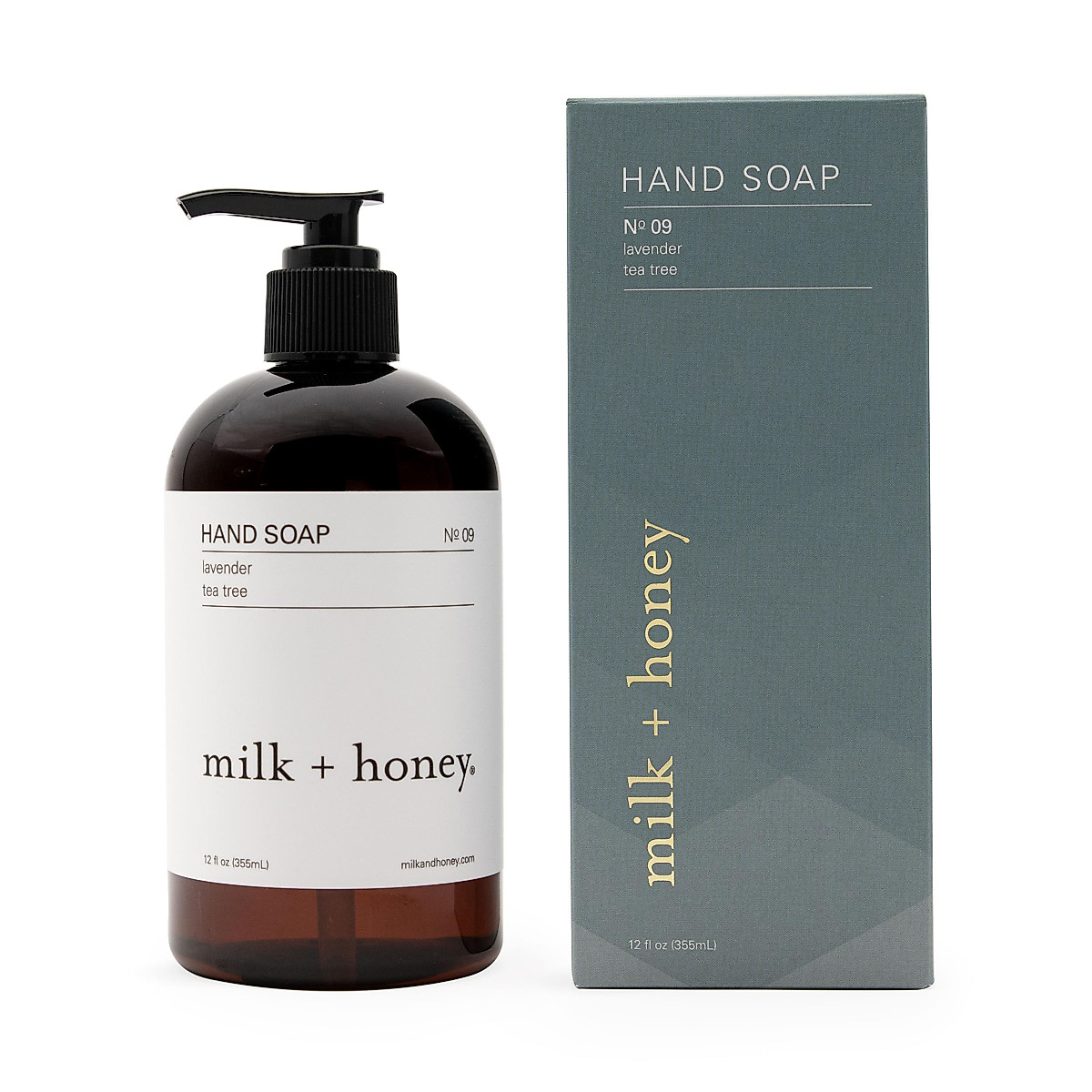milk + honey Liquid Hand Soap No. 9, Moisturizing Hand Soap with Lavender and Tea Tree, Fresh and Herbaceous Natural Hand Soap, 12 Fl Oz