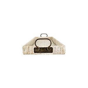Creative Co-Op Oversize Decorative Rattan Tray with Metal Handles, Tan, Whitewashed