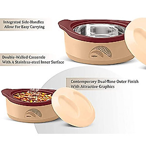 MILTON Plastic Floral Casserole - 2500ml, 4 Piece, Brown