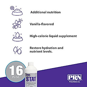 PRN Pharmacal STAT - High Calorie Nutritional Supplement to Help Restore Hydration & Nutrition Levels in Animals - Vanilla Flavored Dietary Support with Vitamin A, D3, C, E, & More - 16 Fl Oz