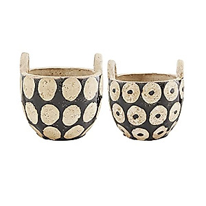 Mud Pie Terracota Glaze Pot, Open Dot, 5.5" x 6.1" dia