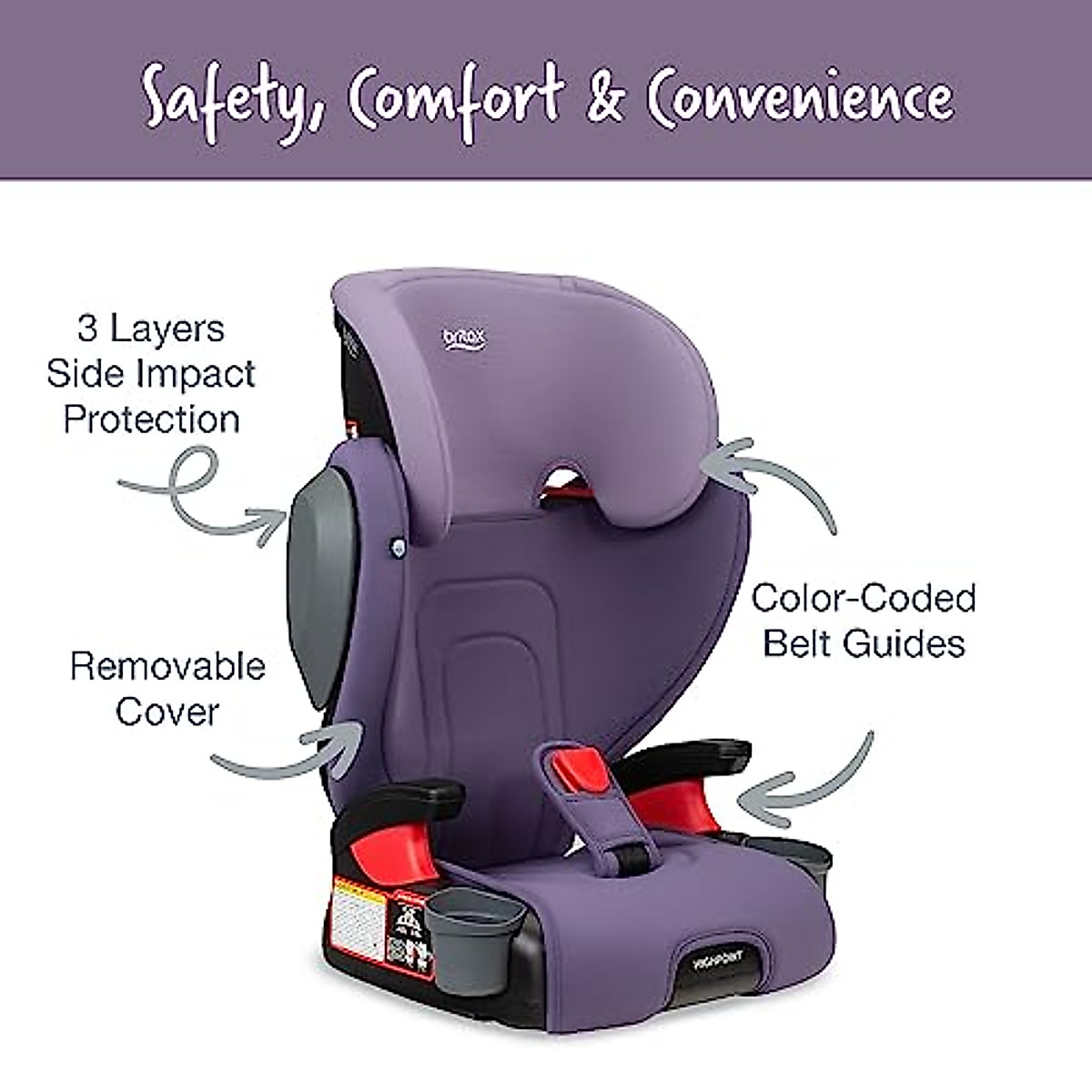 Britax Highpoint Backless Belt-Positioning Booster Seat, SafeWash Purple Ombre