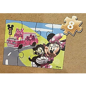 Disney Minnie Mouse 5 Wood Jigsaw Puzzles in Wood Storage Box