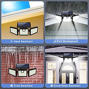 [1-Pack] Solar Outdoor Lights,Super Brightness 341 LED 3500LM Solar Motion Sensor Lights,270° Wide Angle,3 Head Security Lights with PIR,IP65 Waterproof Solar Flood Wall Lights for Garden Patio Yard