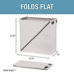 CleverMade Laundry Hamper Collapsible Sorter Basket - Freestanding Foldable Tall Clothes Storage Bin with Premium Handles for Kids Room, Nursery, Bathroom, Bedroom, and Closet; Cream