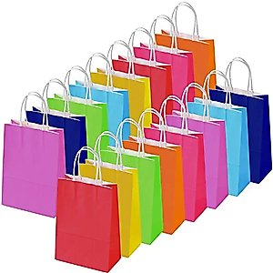 24 Pieces Kraft Paper Party Favor Bags With Handles, 8 Colors Small Gift Bags Bulk, Rainbow Goodie Bags For Kids Birthday, Party Supplies, Wedding, Baby Shower, Crafts, Christmas Gifts, 8.3X5.9X3.2 Inch
