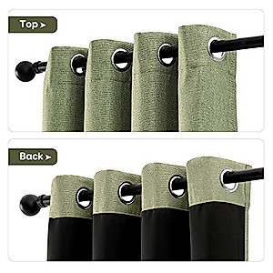 Anjee 100% Full Blackout Curtains for Bedroom 84 Inches Long 2 Panels Set, Textured Linen Living Room Darkening Curtain Light Blocking Window Drapes with Thermal Insulated Liner,Green,52 X 84 Inch