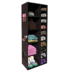 coastal rose Hanging Closet Storage Organizer, 15 Sections Closet Organizers and Storage Shelves Shoe Rack Holder Hanger, Coffee