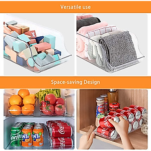 Anawin Refrigerator Organizer, 2 PCS a Set Fridge Organizer Bins for Refrigerator, Clear Plastic Canned Food Pantry Storage Rack for Freezer, Kitchen, Countertops, Cabinets, Soda Can Organizer