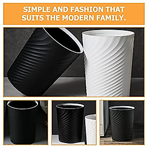 Hemoton Trash can Bedroom Plastic Containers Round Plastic Wastebasket, Garbage Container Bin 12 L/ 3.1 Gallon Capacity (Black) Small Containers Small Trash can