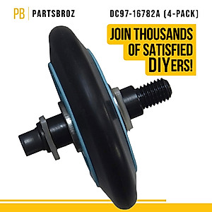 PartsBroz DC97-16782A Dryer Repair Kit, Compatible with Samsung Drum Roller DV45K6500EV/A3 DV48J7700EW/A2 DVE50M7450W/A3 DV42H5200EF/A3 DV210AGW/XAA DV218AEB/XAA DV337AEG/XAA DV45K6200EZ/A3 4-Pack