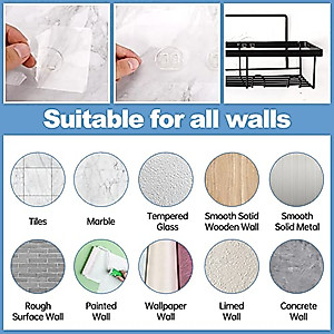 2 Pack Shower Caddy Shelf Organizer,Adhesive Shower Caddy,Rustproof Shower Shelves,Wall Mounted Shower Rack,Stainless Steel Bathroom Shower Organizer for Inside Shower Storage,No Drilling,Black