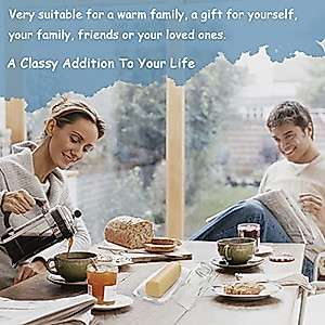 Gusnilo Glass Butter Dish,Classic Butter Transparent Tray Butter Stick Keeper Tray With Lid And Handle Butter Keeper Dishwasher Safe(1PC)