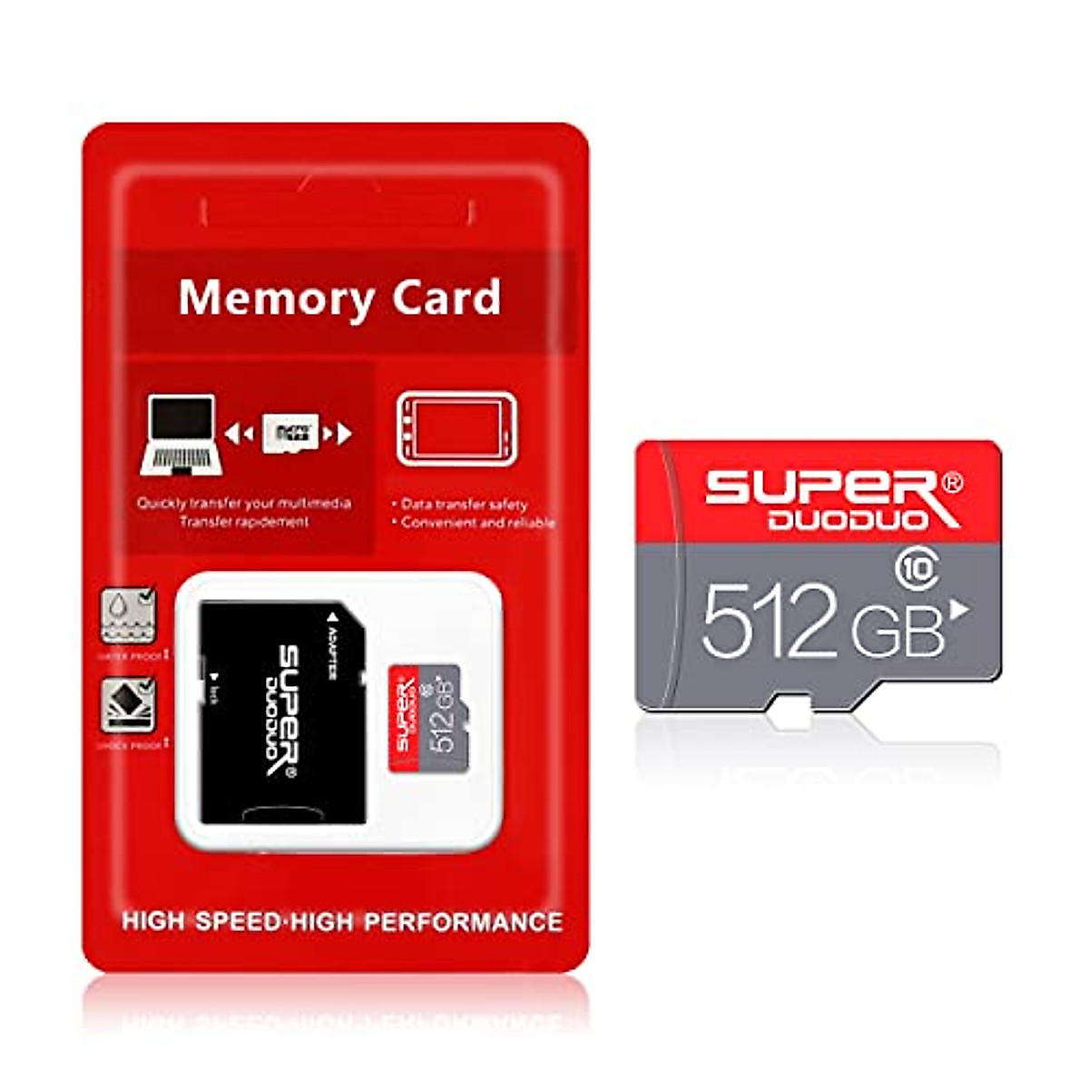 Micro SD 512GB Memory Card with SD Card Adapter for Camera/Phone/Drone/Dash Cam/GOPRO/Tablet/PC/Computer Class 10 TF Card 512GB High Speed Micro Memory SD Cards