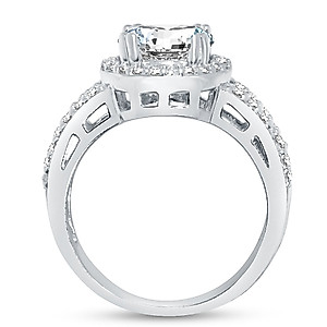 Size - 4.5-925 Sterling Silver Round Large Wide Floating Halo Solitaire Engagement Ring CZ Cubic Zirconia (3.50cttw., 2.50ct. Center)