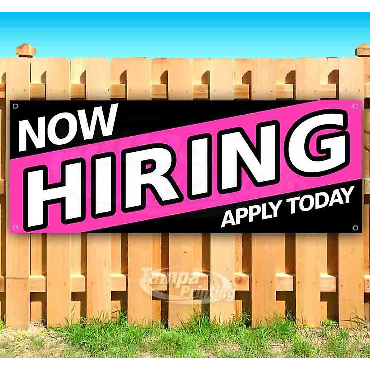 Now Hiring Apply Today Banner 13 oz | Non-Fabric | Heavy-Duty Vinyl Single-Sided With Metal Grommets