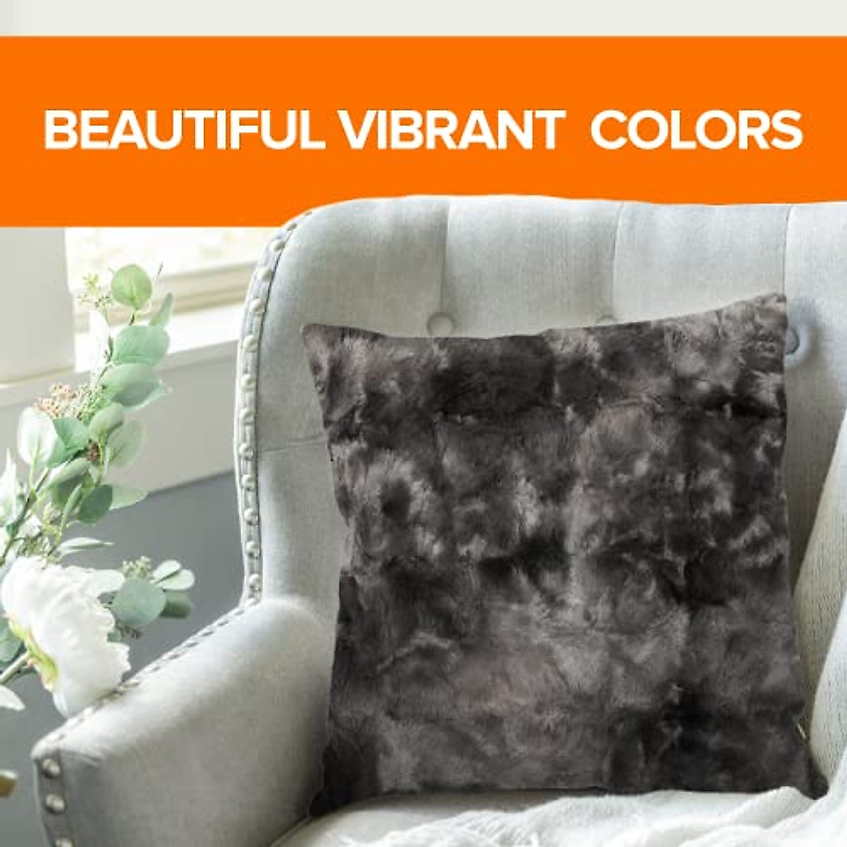 Cheer Collection Faux Fur Throw Pillow Set of 2 for Couch, Beds, Bedroom and Living Room - Ultra Soft and Cozy, Elegant Home Decor, Stylish Accent Pillows - 18" x 18", Gray & White