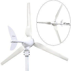Pikasola Wind Turbine Generator 400W 12V, Wind Generator Kit with Charge Controller, Wind Power generator for Marine, RV, Home, Windmill Generator Suit for Hybrid Solar Wind System
