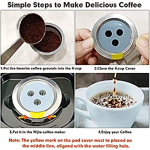 Stainless Steel Reusable K Cups Compatible with Ninja Dual Brew Coffee Maker, K Cup Reusable Coffee Pods,Permanent Reusable Coffee Filters for Ninja CFP201 CFP 300 CFP301 CFP305 CFP307 CFP400 (1Pack)