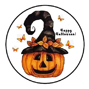 24 pcs Halloween Cute Pumpkin Witch​​​​​​​​​​ Stickers Envelope Seals Labels Round Tags, Stamps Sticker for Gift Cards, Envelopes, Boxes for Holiday, Birthday, Christmas