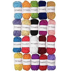 TYH Supplies 20 Mini Acrylic Yarn Skeins | 440 Yard Soft Yarn Medium Weight for Knitting, Crocheting and Craft Projects | 22 Yard Each Skein | 20 Colors | Beginner Assorted Color Set