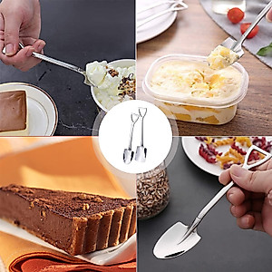 8 pcs Stainless steel shovel spoon set, including 4 sharp spoon, 4 flat spoon, creative dessert spoon, coffee spoon, ice cream fruit spoon, suitable for home, kitchen or restaurant